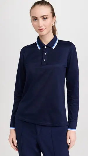 Rlx Ralph Lauren Long Sleeve Polo - Navy Multi | Editorialist